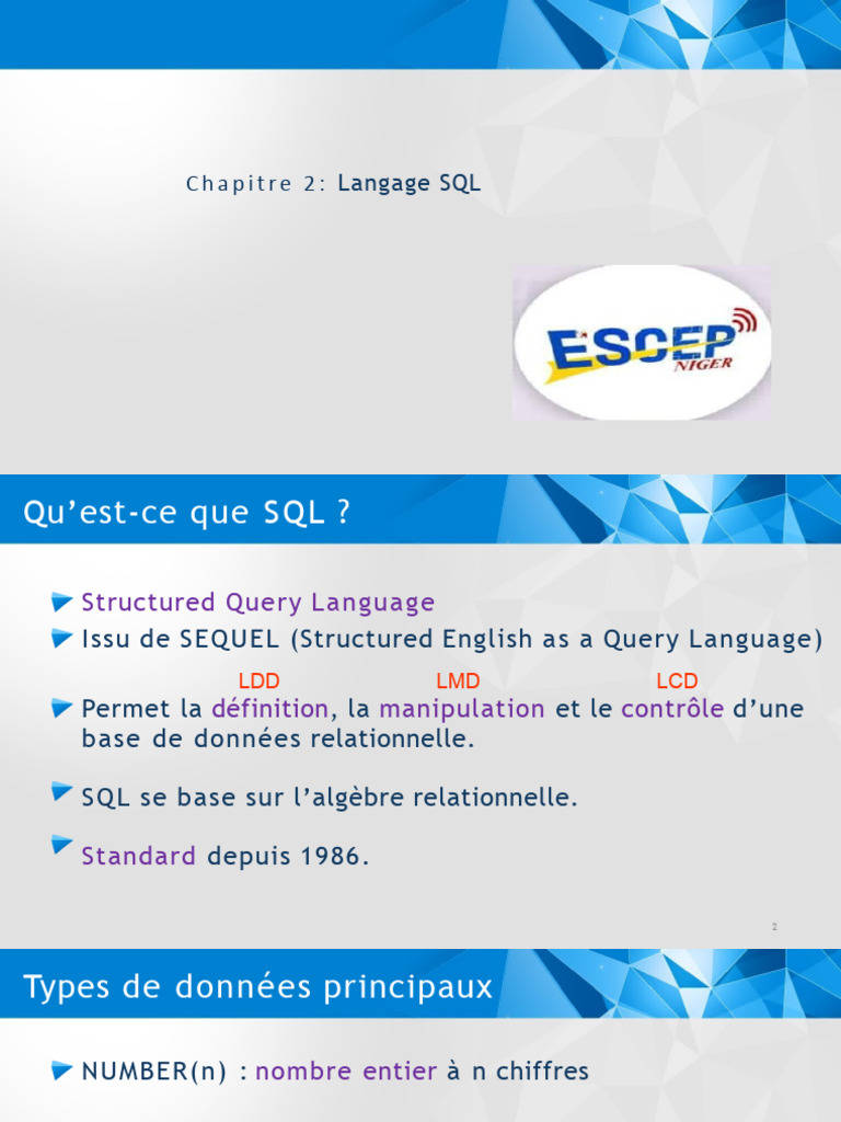 Chapitre2 | Télécharger gratuitement PDF | SQL | Design de logiciel
