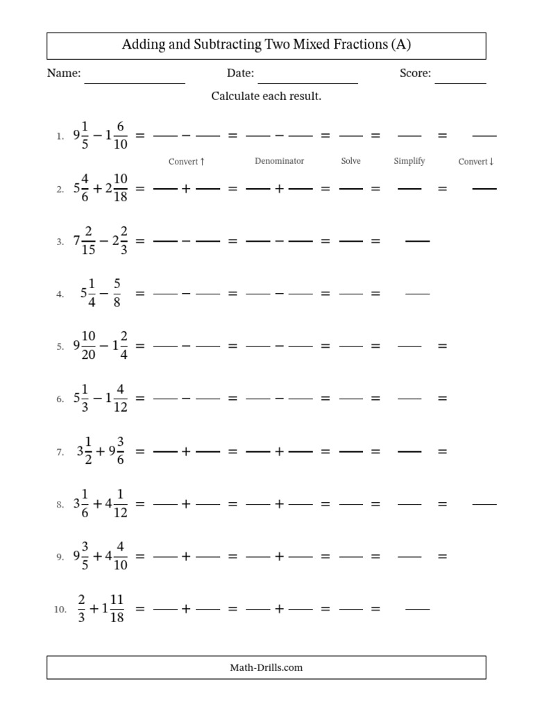 Fractions Addsub Mixed Easy 001.1698465726 | PDF | Mathematics ...