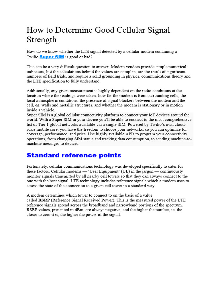 How To Determine Good Cellular Signal Strength | PDF | Cellular Network ...