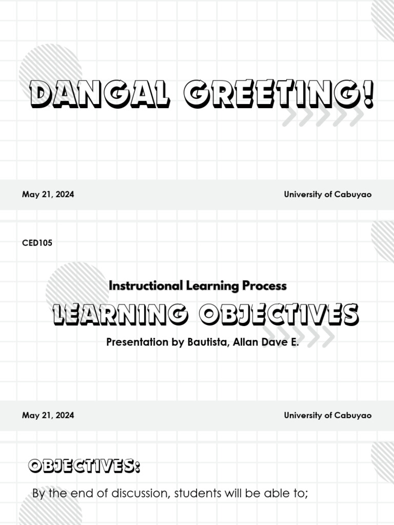 CED105 UNIT 5 Learning Objectives | PDF | Learning | Goal