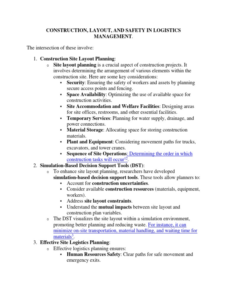 Construction, Layout and Safety | PDF | Logistics | Economies