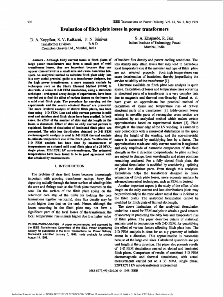 Evaluation of Flitch Plate Losses in Power Transformers 4qra1qw2qx ...