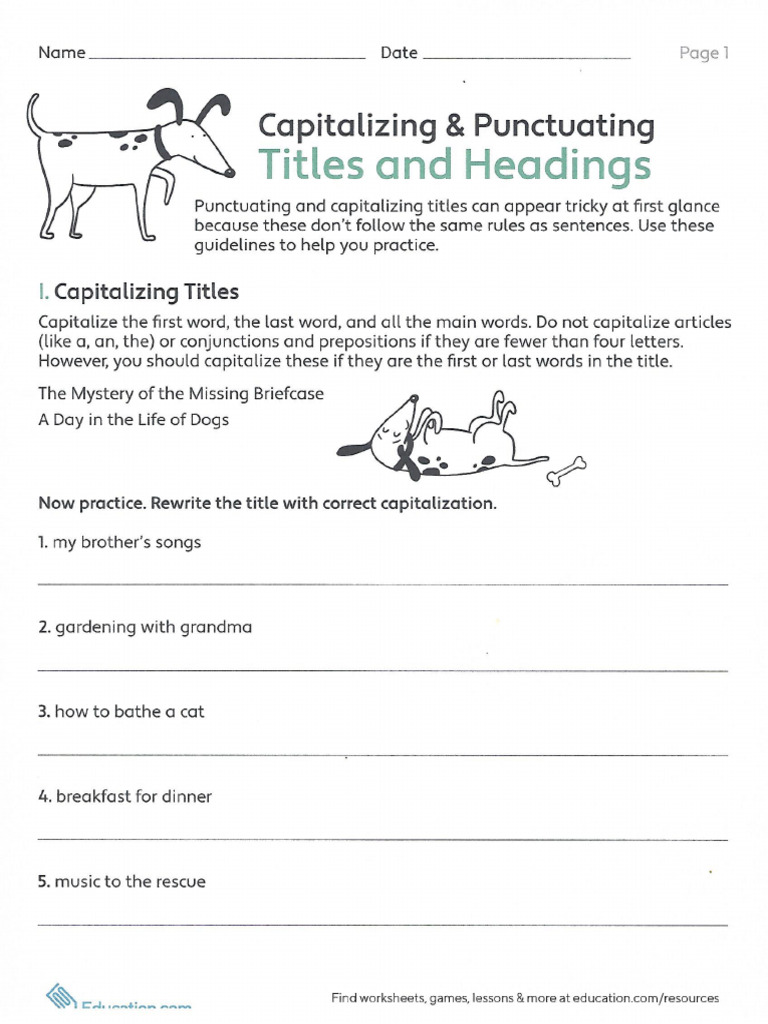Capitalizing and Punctuating Titles and Headings | PDF