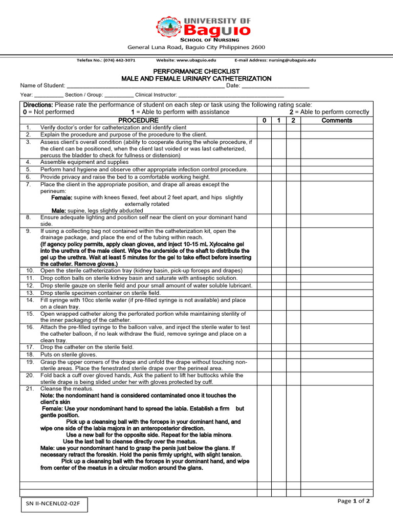 CHECKLIST IFC INSERTION Male and Female - Updated 2022 | PDF | Catheter | Labia