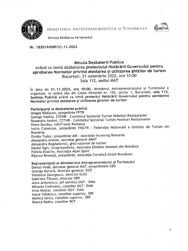 Minuta Dezbatere Publica Norme HG Ghizi | PDF