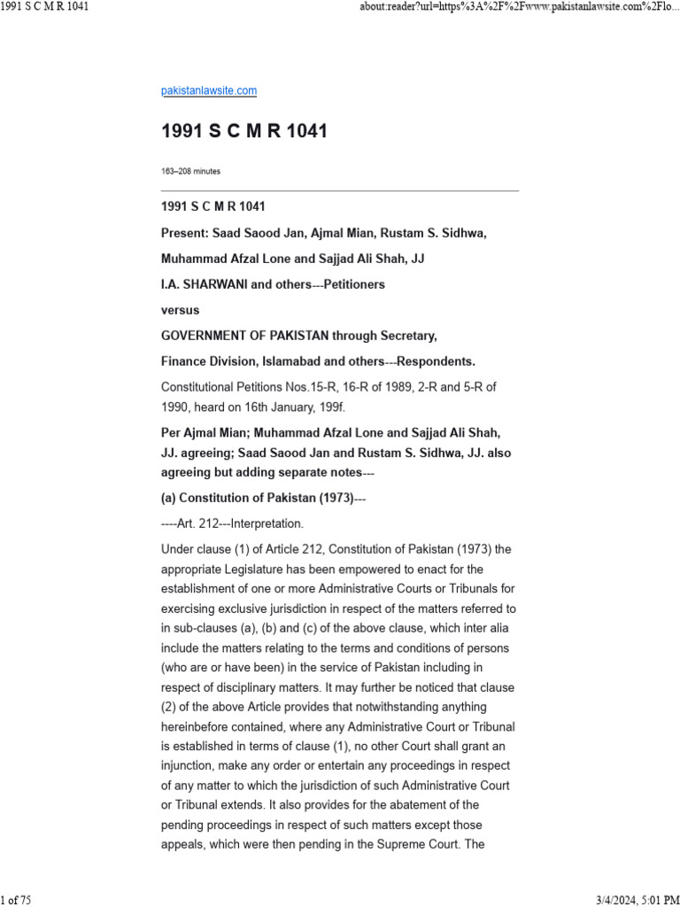 1991 SCMR 1041 | PDF | Pension | Employment