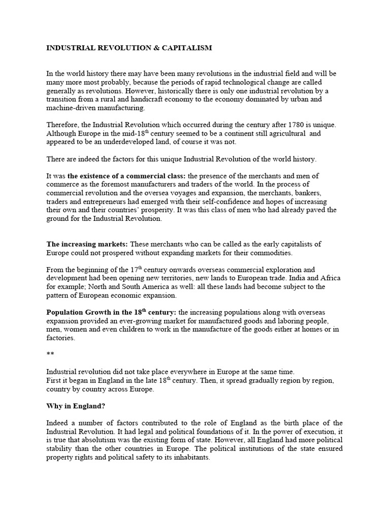 Industrial Revolution and Capitalism | PDF | Capitalism | Industrial ...