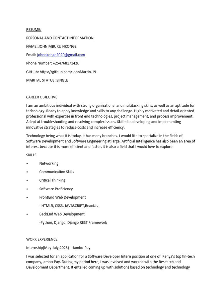 RESUME 657b144c87ffd55c680f | PDF | Web Development | Computing