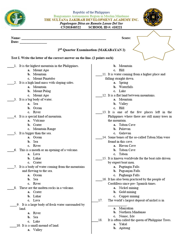 grade-2-2nd-quarter | PDF | Mindanao | Mountains