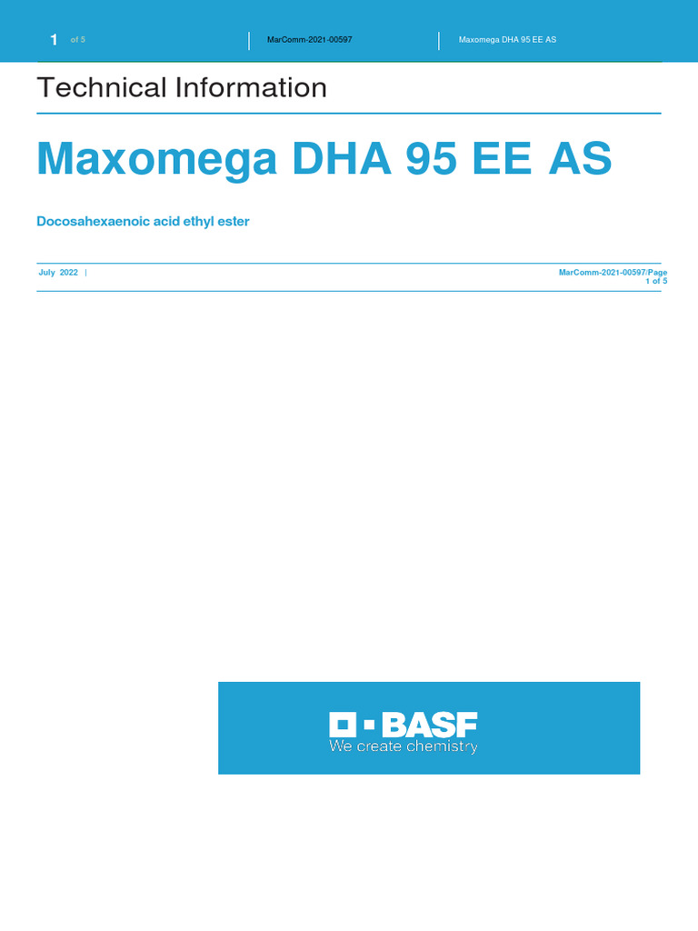 Maxomega Dha 95 Ee As Technical Information | PDF | Fatty Acid | Omega ...