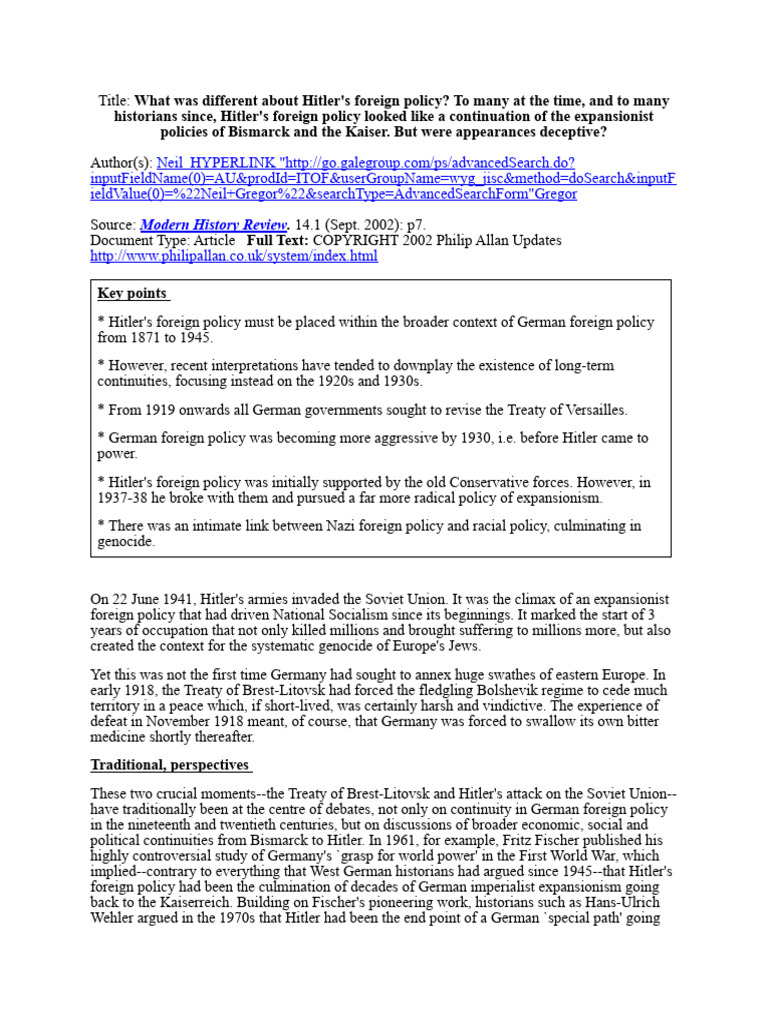 Gregor - Modern History Review Article - What Was Different About ...