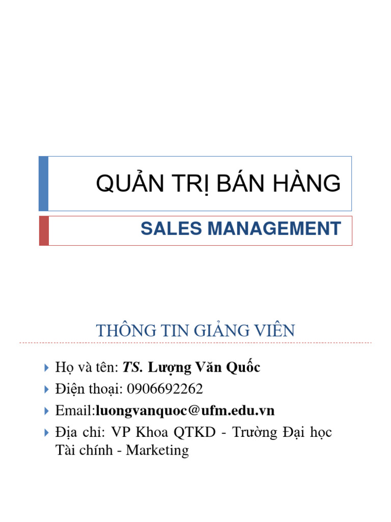 QTBH-Chuong01-Tong Quan Ve QTBH | PDF