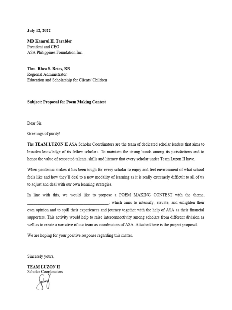 Poem Making Contest Proposal | PDF | Poetry