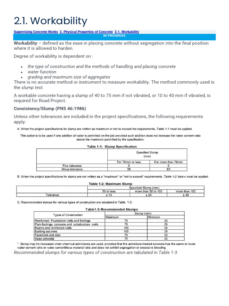 Understanding Concrete Workability Factors | PDF | Concrete | Cement