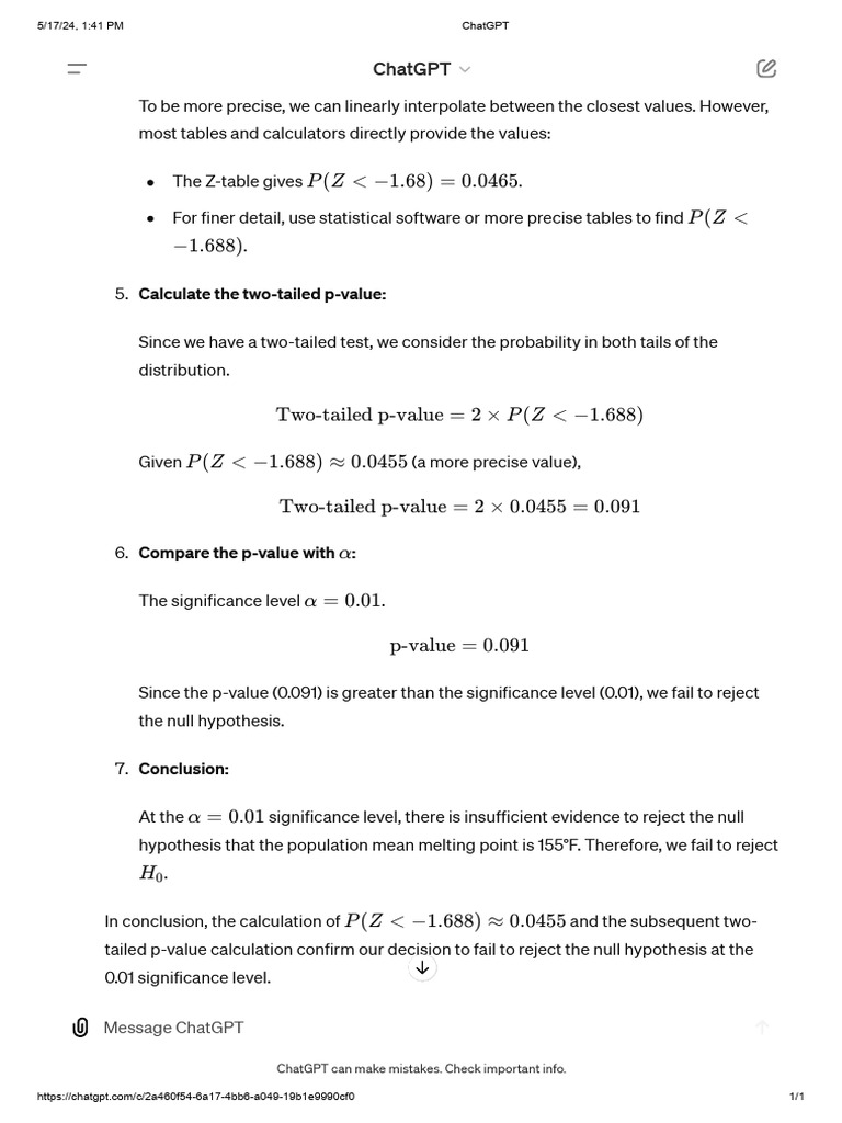 Two-Tailed P-Value Calculation Guide | PDF