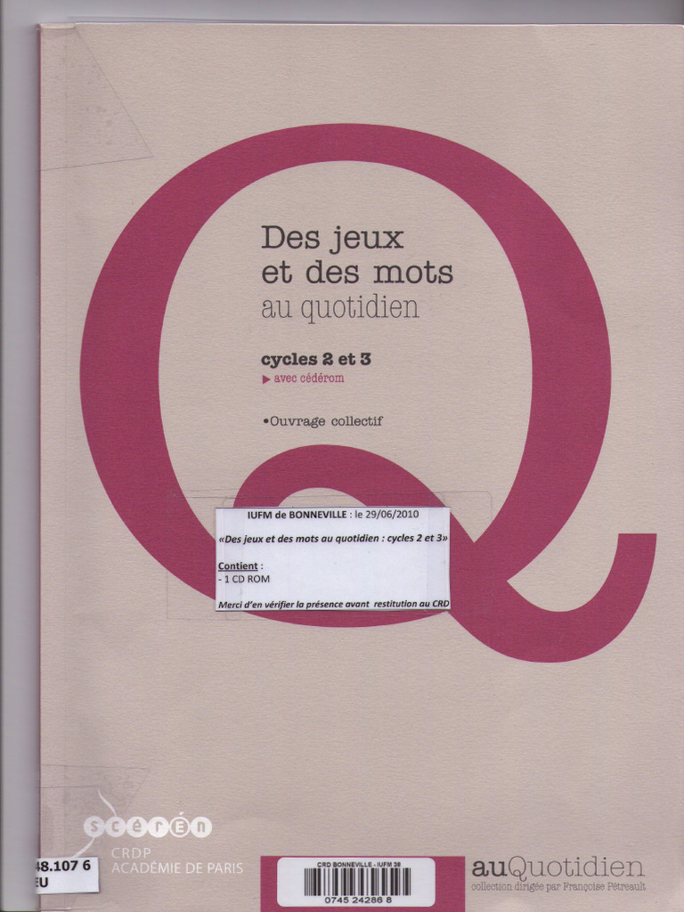 SCEREN - Des Jeux Et Des Mots Au Quotidien C2 C3 | PDF