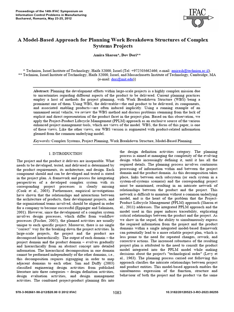 A Model-Based Approach For Planning Work Breakdown Structures of Complex Systems Projects | PDF ...