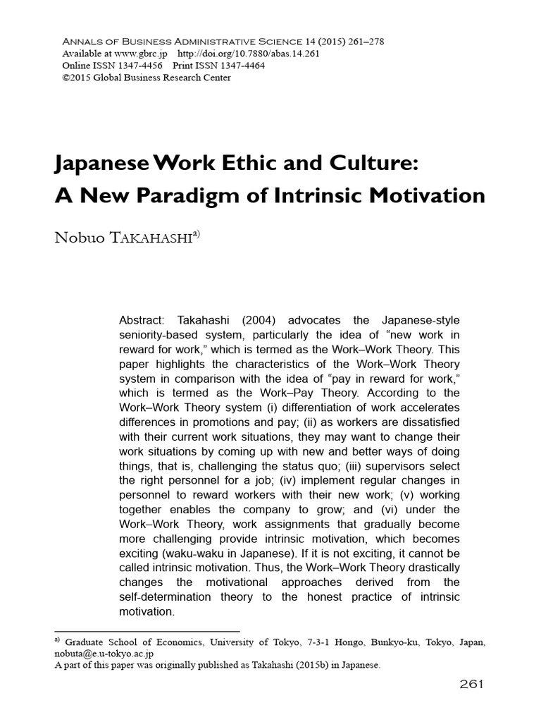 Japanese Work Ethic and Culture | PDF | Turnover (Employment) | Motivation