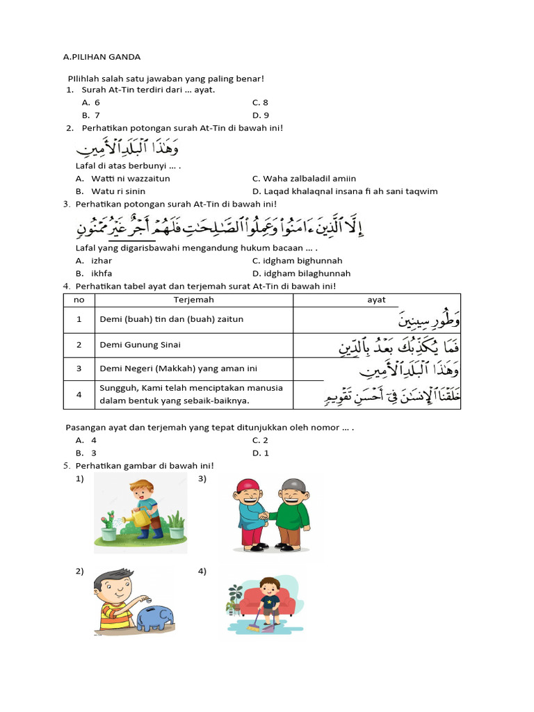 Kelas 4 Soal Pas Sem 2 2023 | PDF