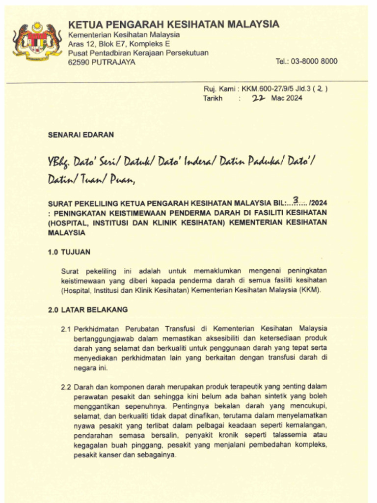 Surat Pekeliling Ketua Pengarah Kesihatan Malaysia Bil - 3.2024 ...