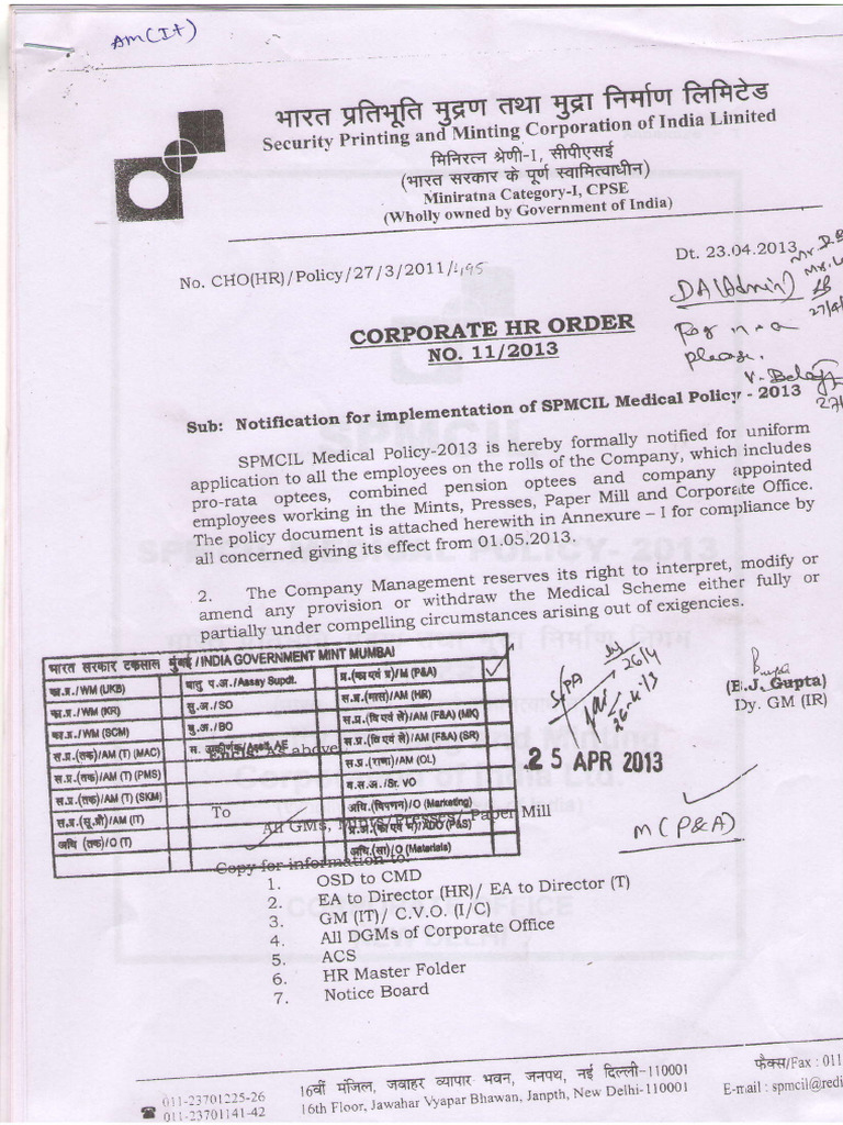 SPMCIL Medical Policy Overview 2013 | PDF