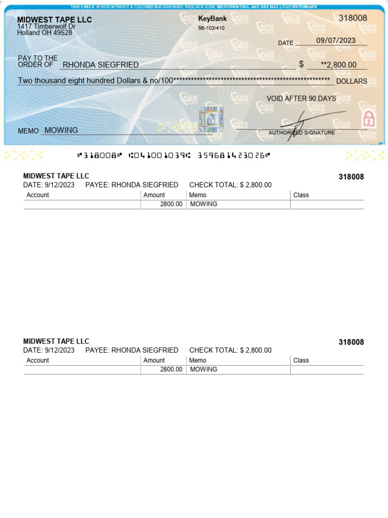 KeyBank Check for Mowing Services | PDF | Law