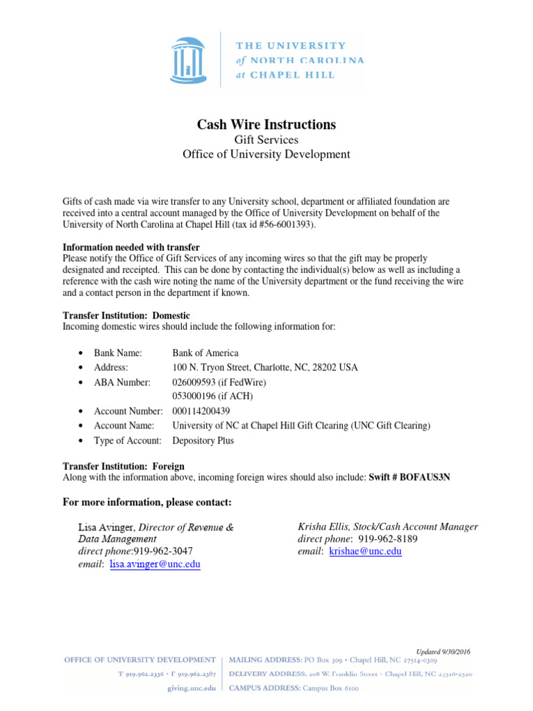 Cash Wire Instructions | PDF