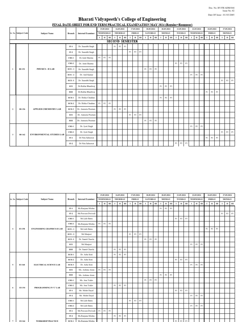 Student End Term Practical Date Sheet May 2024 | PDF | Computing | Computer Science