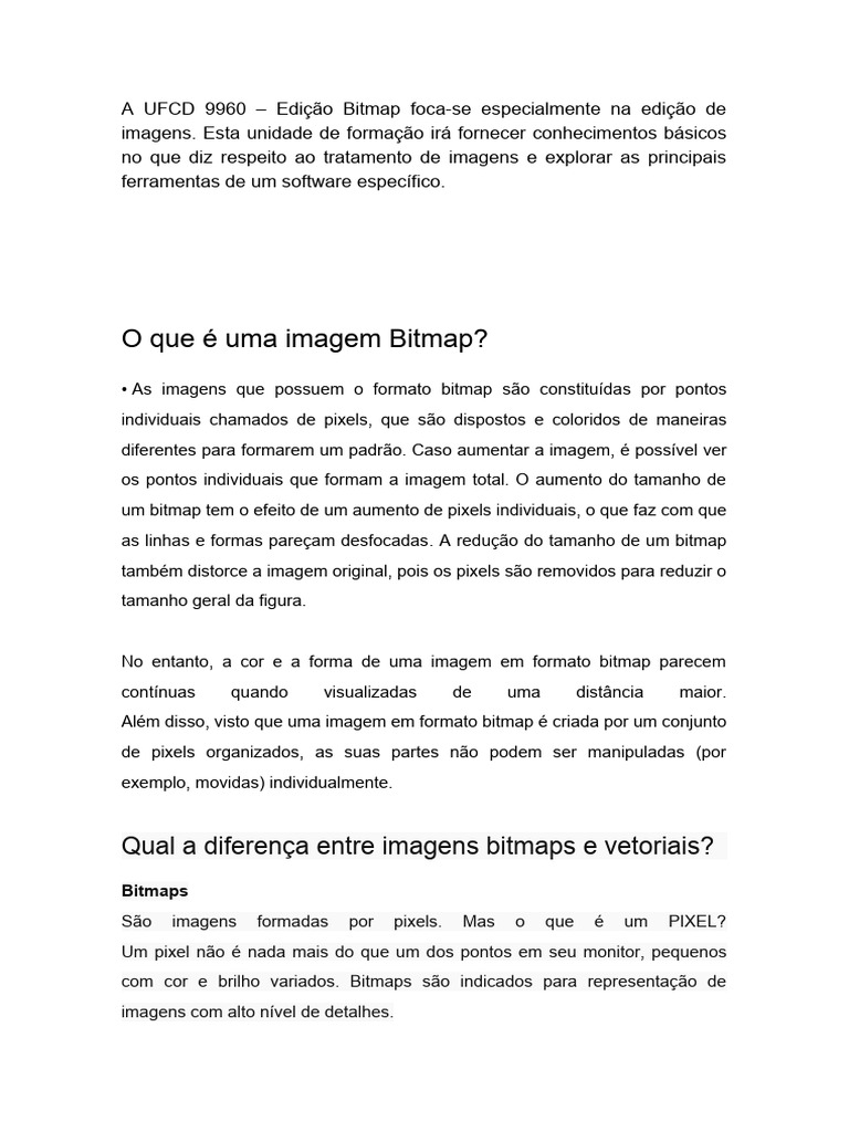 O que é uma imagem Bitmap | PDF | Pixel | Imagem