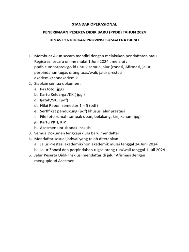 Standar Operasional PPDB 2024 | PDF | Karier & Perkembangan | Pengelolaan Keuangan & Uang