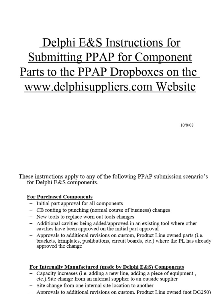 Submitting PPAP Instructions | PDF | Login | Information Technology