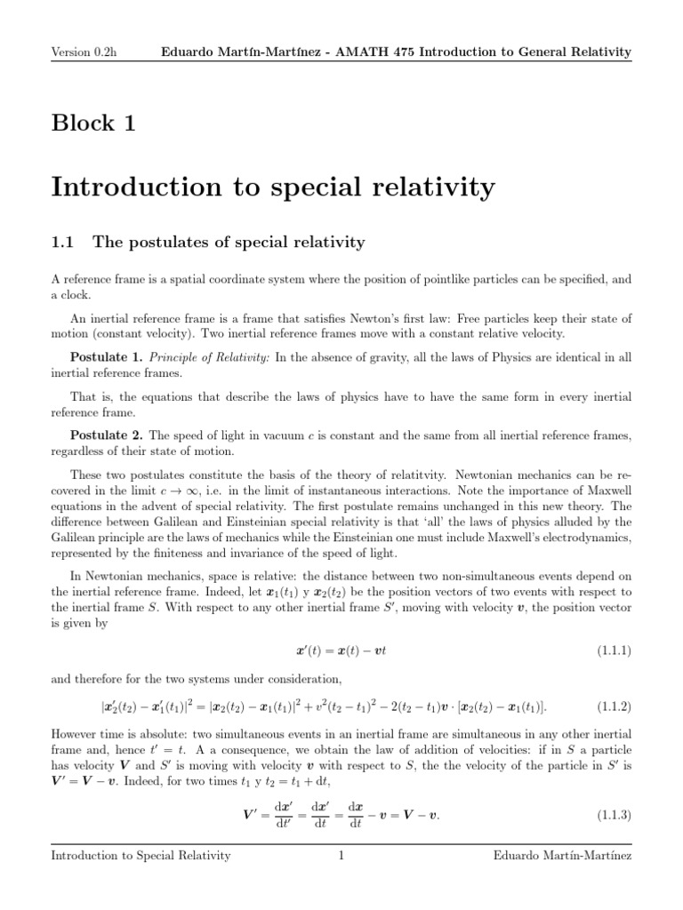 Special Relativity | PDF | Special Relativity | Newton's Laws Of Motion