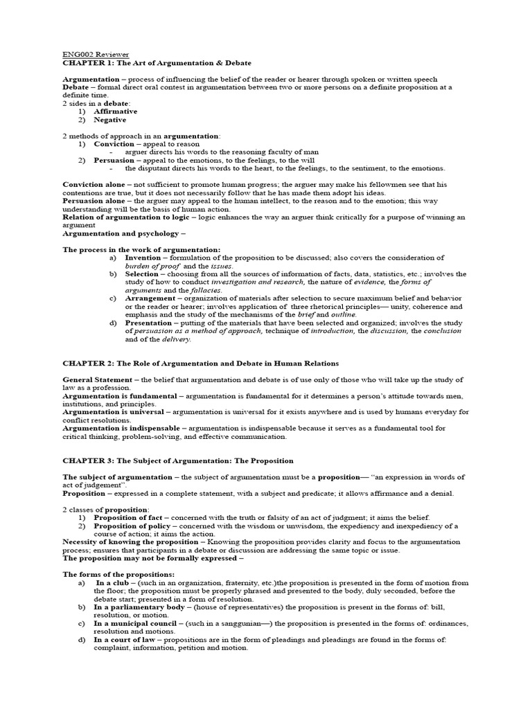 ENG002 Argumentation Debate | PDF | Burden Of Proof (Law) | Inductive ...