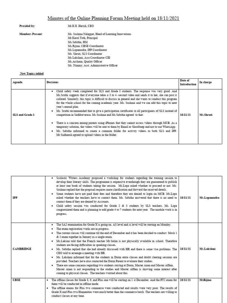 Planning Forum Meeting Minutes 18.11.21 | PDF