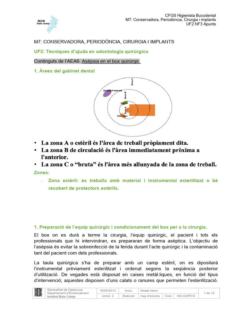 Apunts UF2 Asèpsia en El Box Quirúrgic | PDF