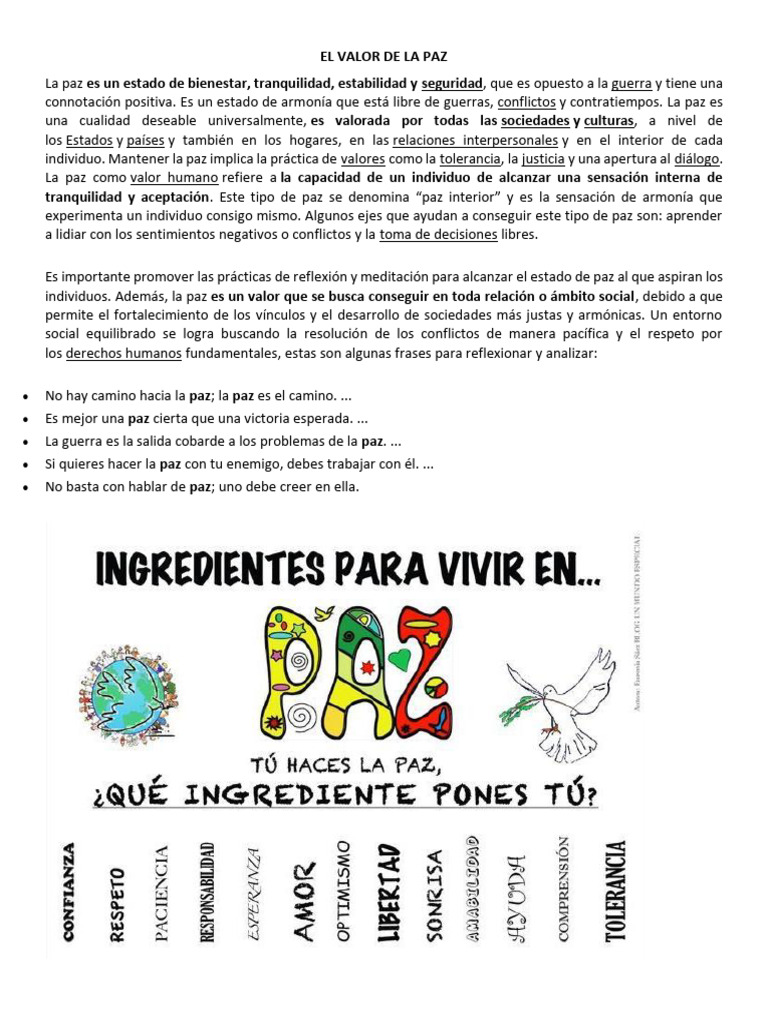 El Valor de La Paz | PDF