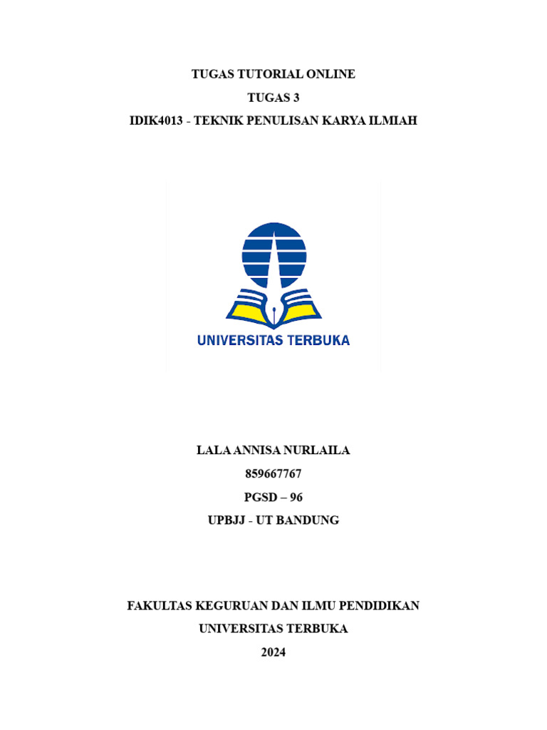 Tugas Tutorial 3 Teknik Penulisan Karil | PDF | Sains & Matematika | Komputer