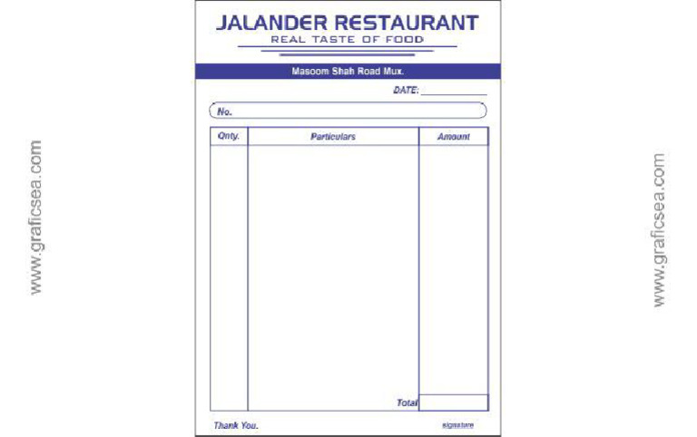 Restaurant Bill Pad Template | PDF