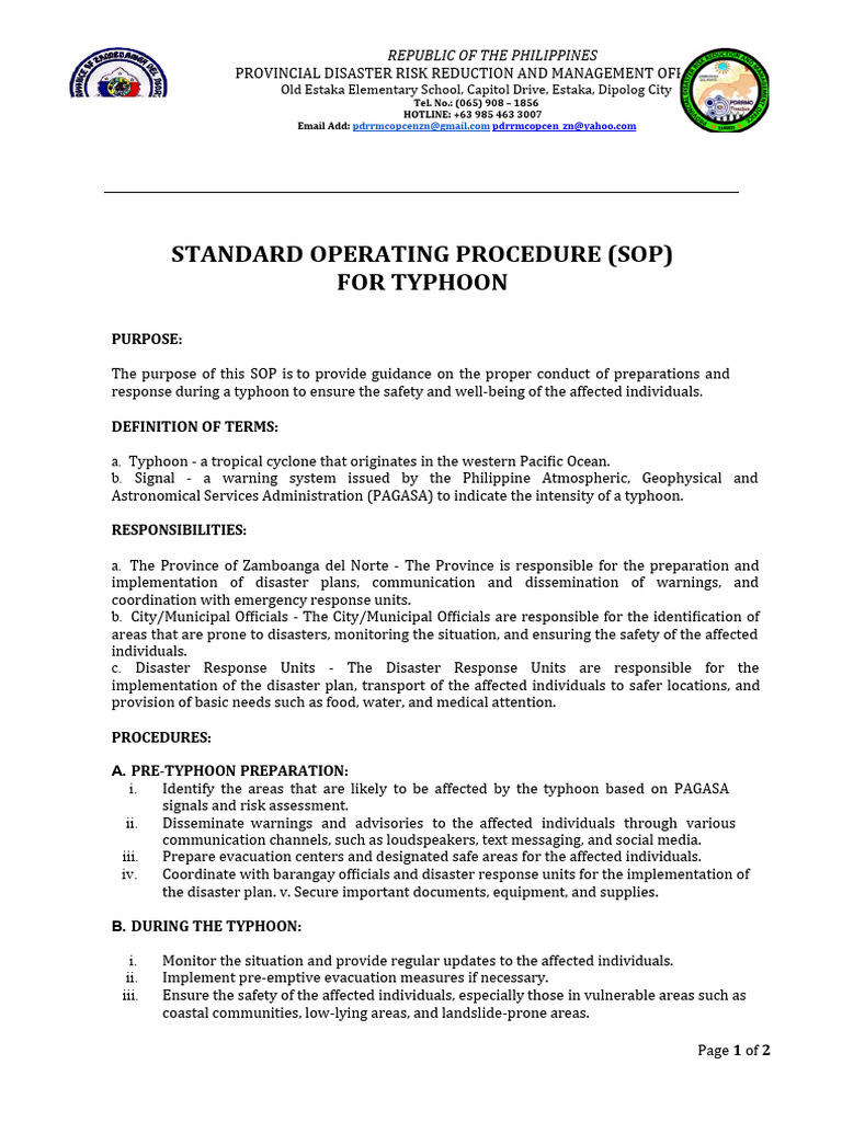 Sop For Typhoon | PDF | Emergency Management | Typhoon