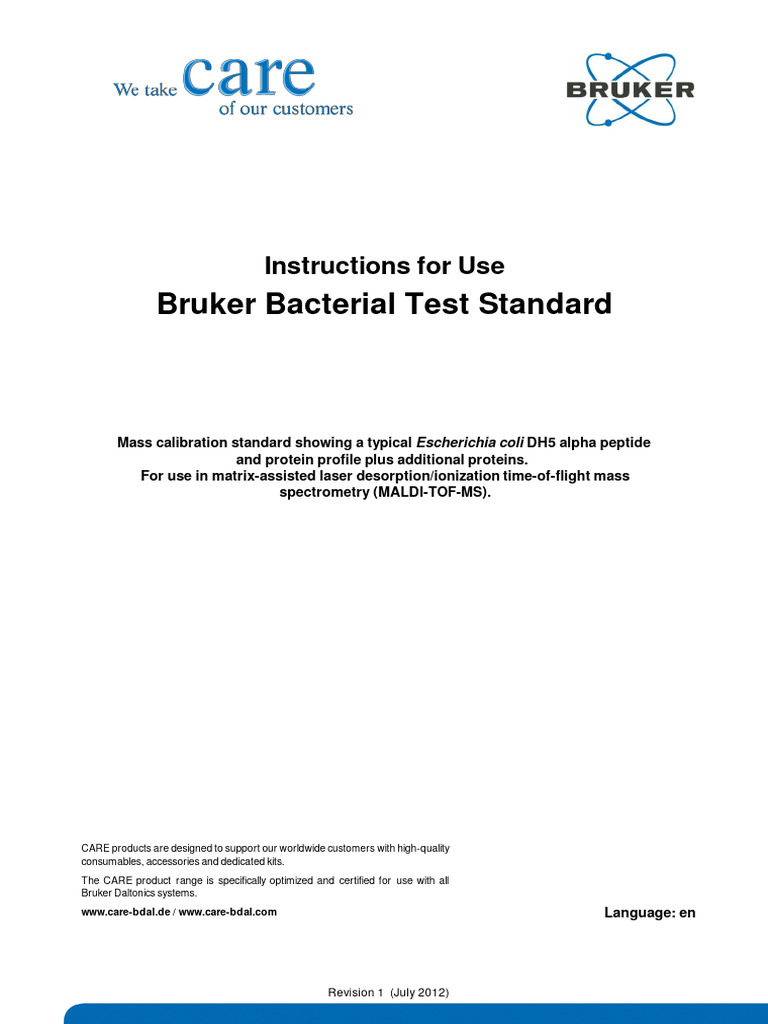 InstructionsforUsingBrukerBacterialTestStandardforMALDI TOF MS ...