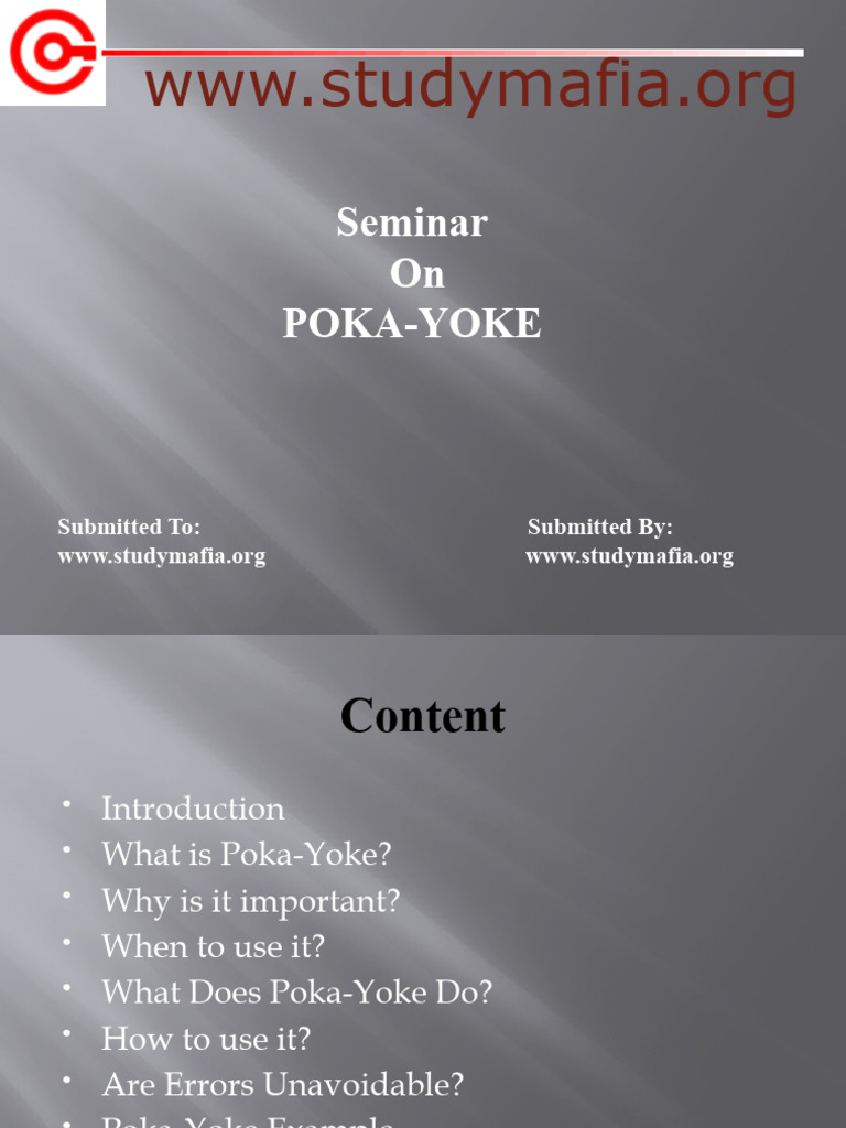 Poka Yoke Ppt | PDF | Error | Business Process