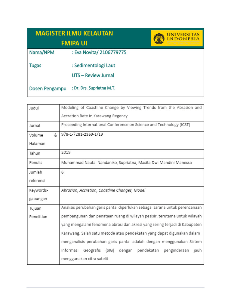 Eva Novita - UTS Sedimentologi Laut | PDF