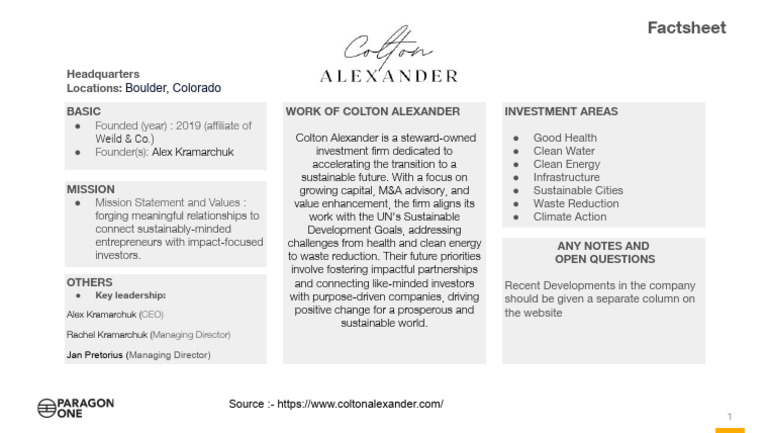 _Fact Sheet Colton Alexander | PDF
