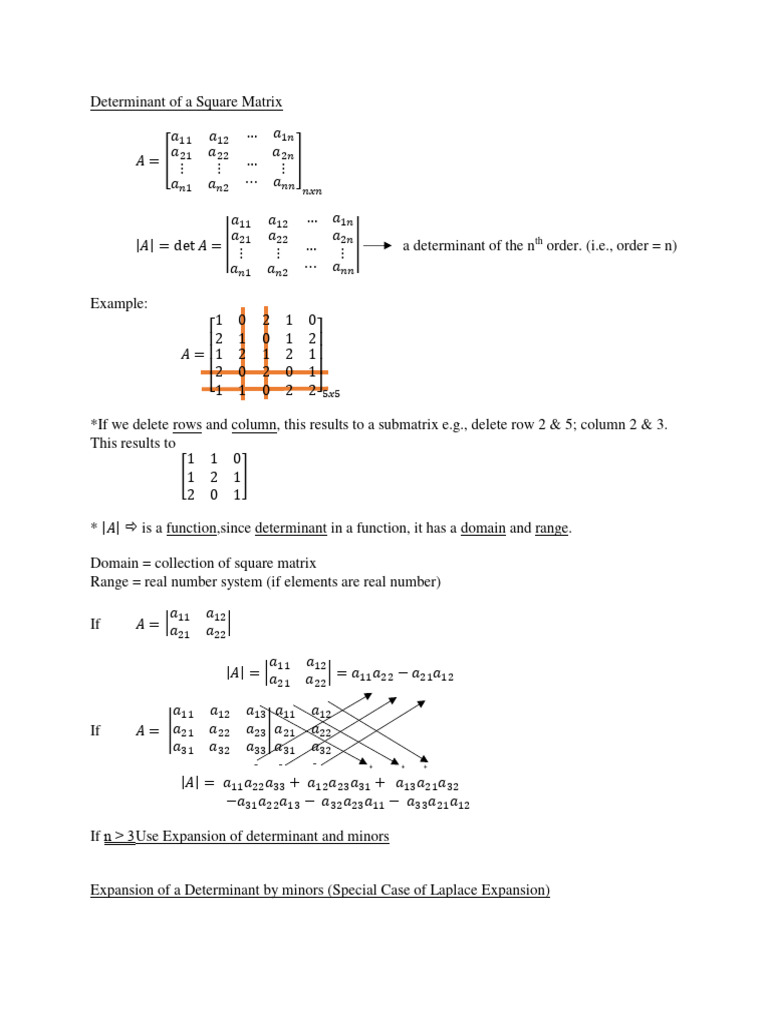 Determinant And Soultions To Matrices 1 Pdf Determinant System Of