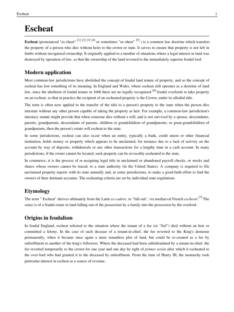 Understanding Escheat in Law | PDF | Urban | Jurisprudence