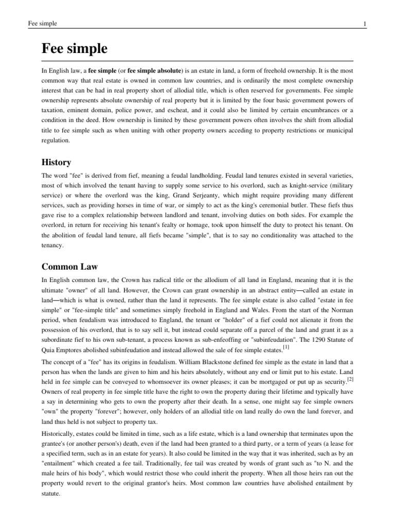 Fee Simple | PDF | Fee Simple | Property Law