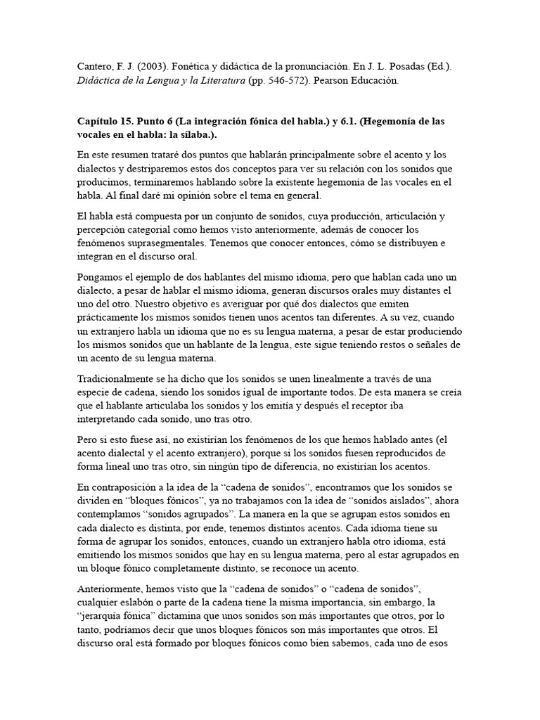 La Integración Fónica Del Habla La Jerarquía Fónica (6 y 6.1) | PDF ...