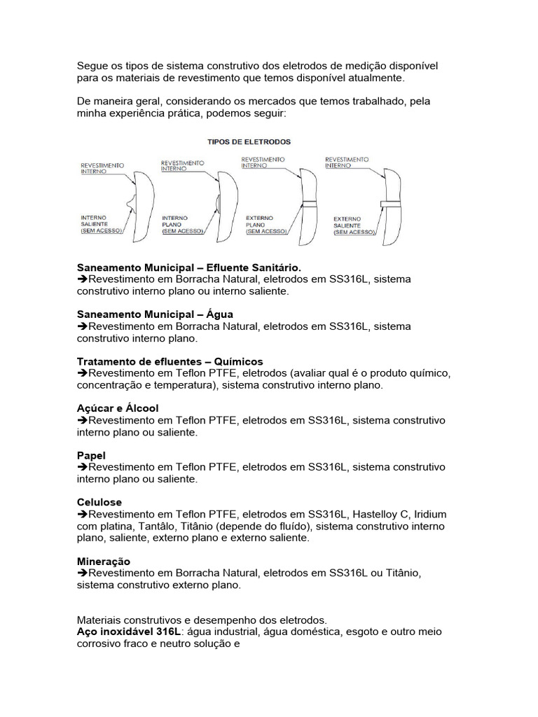 Tipos de Eletrodos e Suas Aplicações | PDF