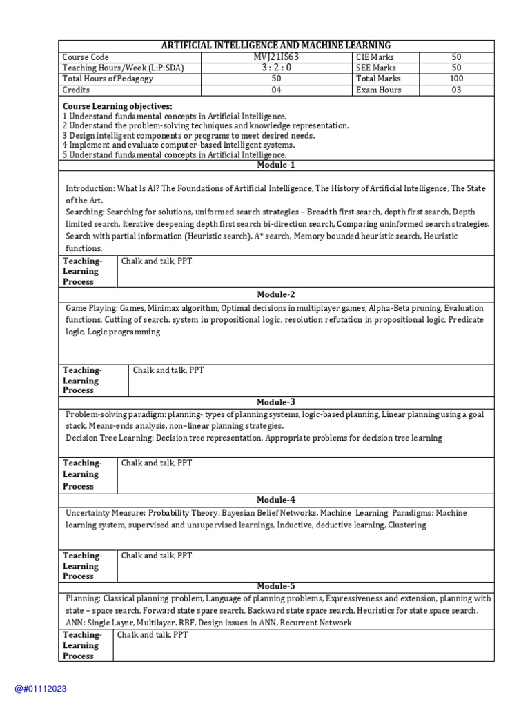 S6 Artificial Intelligence and Machine Learning | PDF | Artificial ...