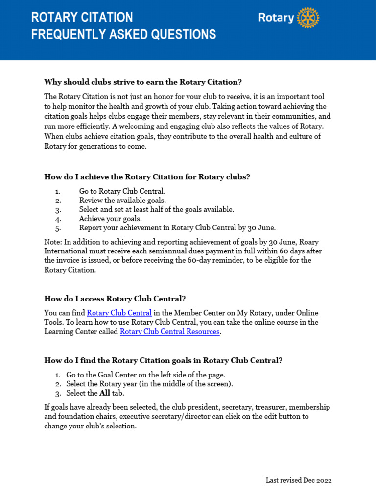 Rotary Citation Faq en | Download Free PDF | Committee